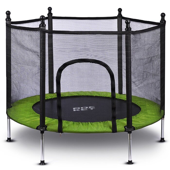 Батут каркасный Oubaoloon d 140 см, внешняя сетка высотой 88 см, общая высота 122 см, черный с салатовым (R0170)