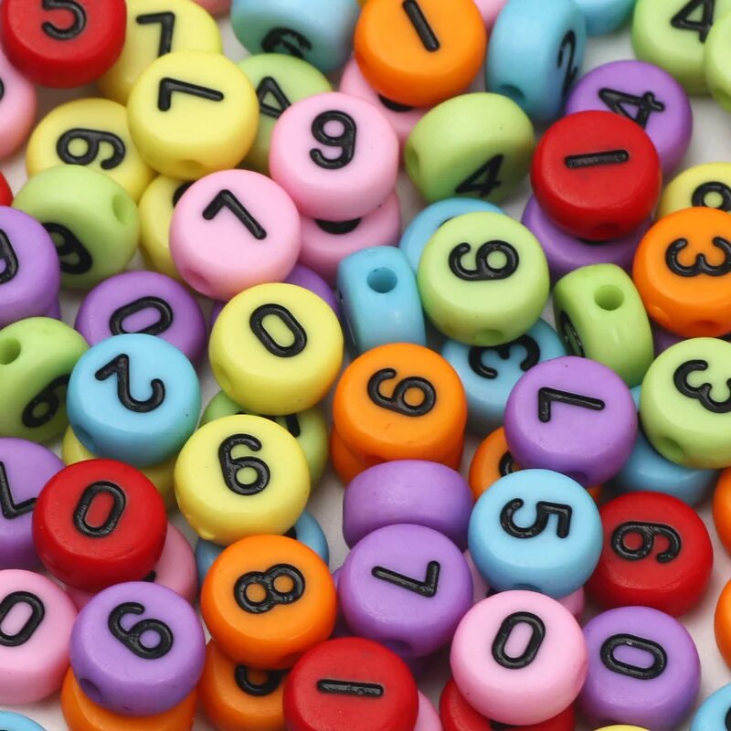 100-500 шт. 7*4 мм, белые, черные смешанные цифровые акриловые бусины, круглые плоские бусины с цифрами-разделителями для изготовления ювелирных изделий, подвески «сделай сам», браслет