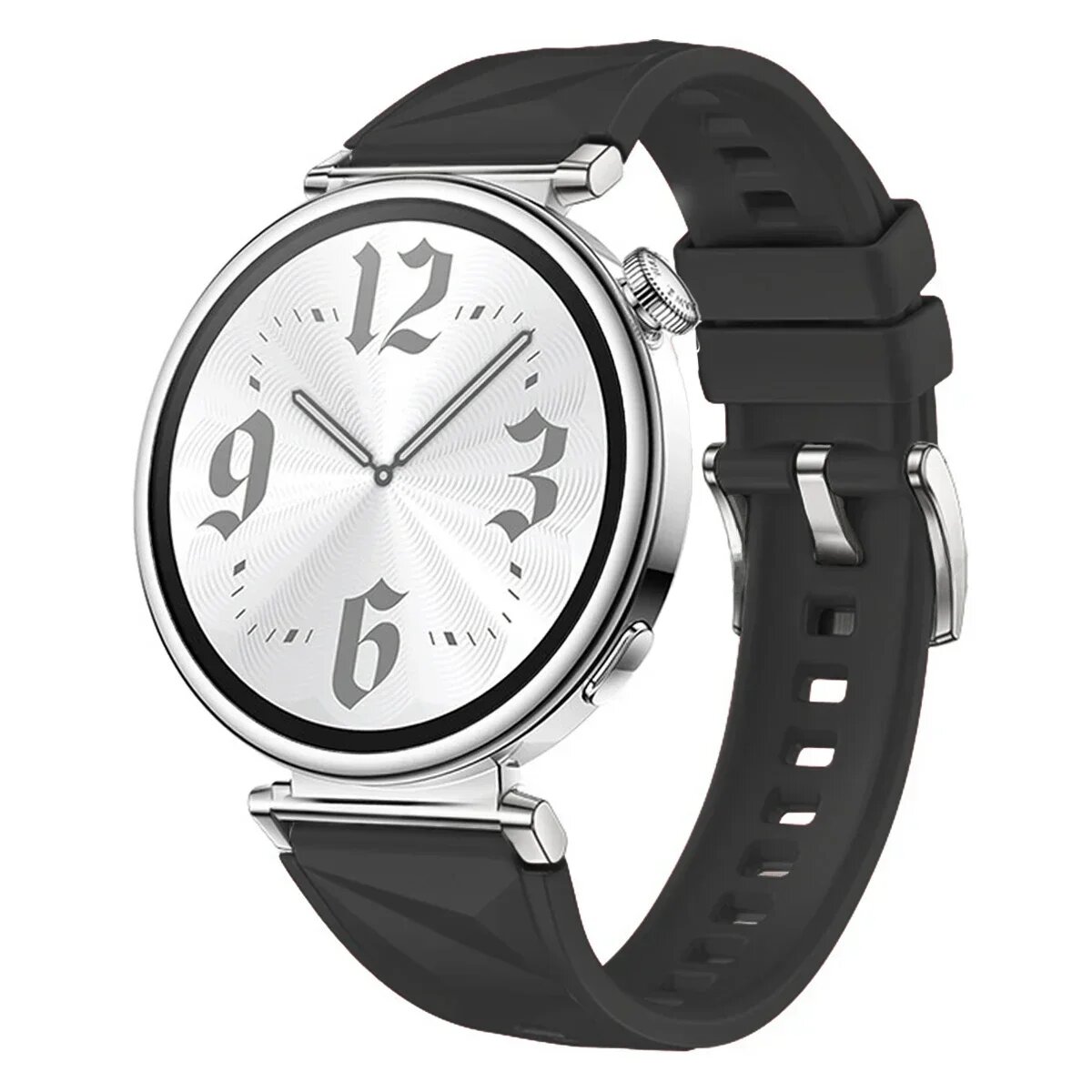 Huawei Watch с черным силиконовым ремешком black-silver