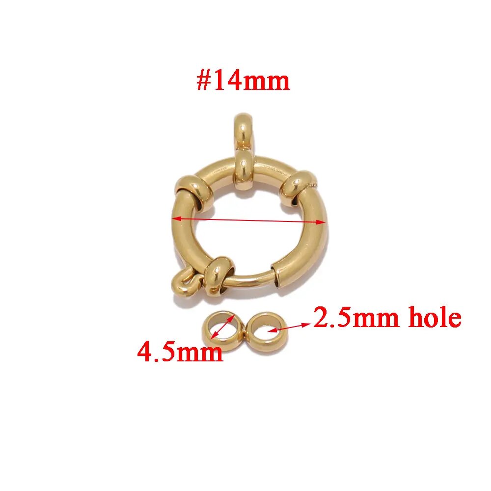 4 шт. Золотые пружинные застежки-кольца из нержавеющей стали Tmto Gold 14mm