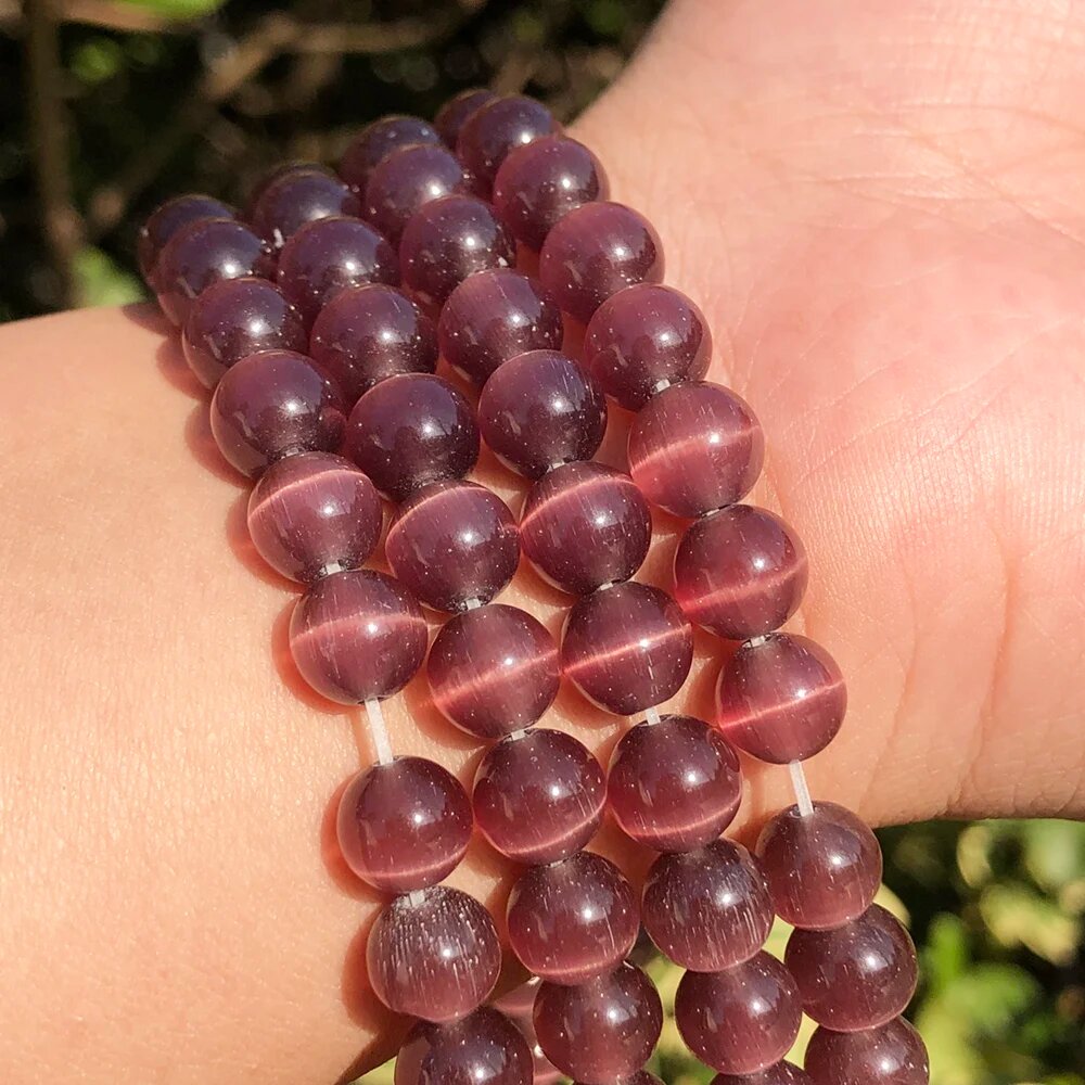 Бусины "кошачий глаз" TTUIJI 4-12 мм Фиолетовый, 6mm about 62pcs, Dark Purple