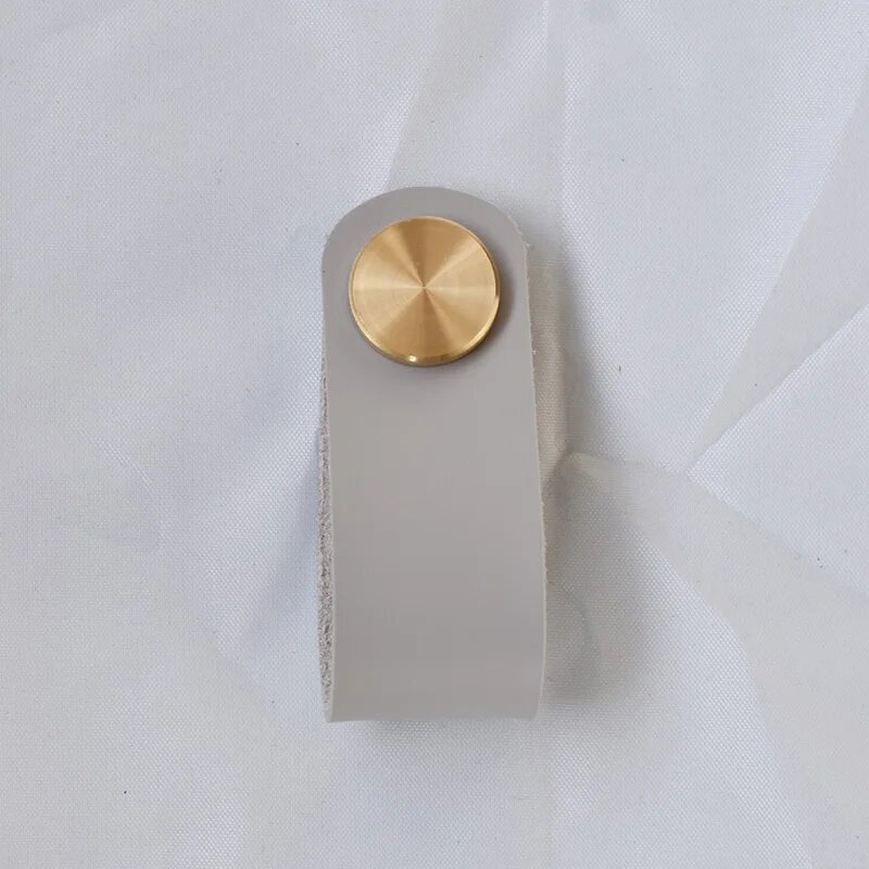Ручка для шкафа IHOMCASA Gray-Gold с искусственной кожей