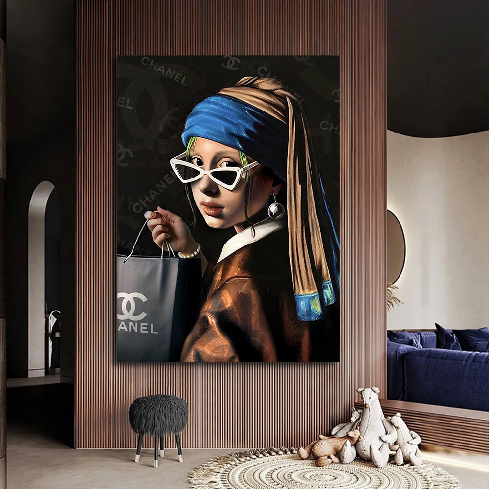 Девушка с жемчужной серёжкой / вермеер, Картина девушка, картина на холсте / в салон красоты, 20х30 см.