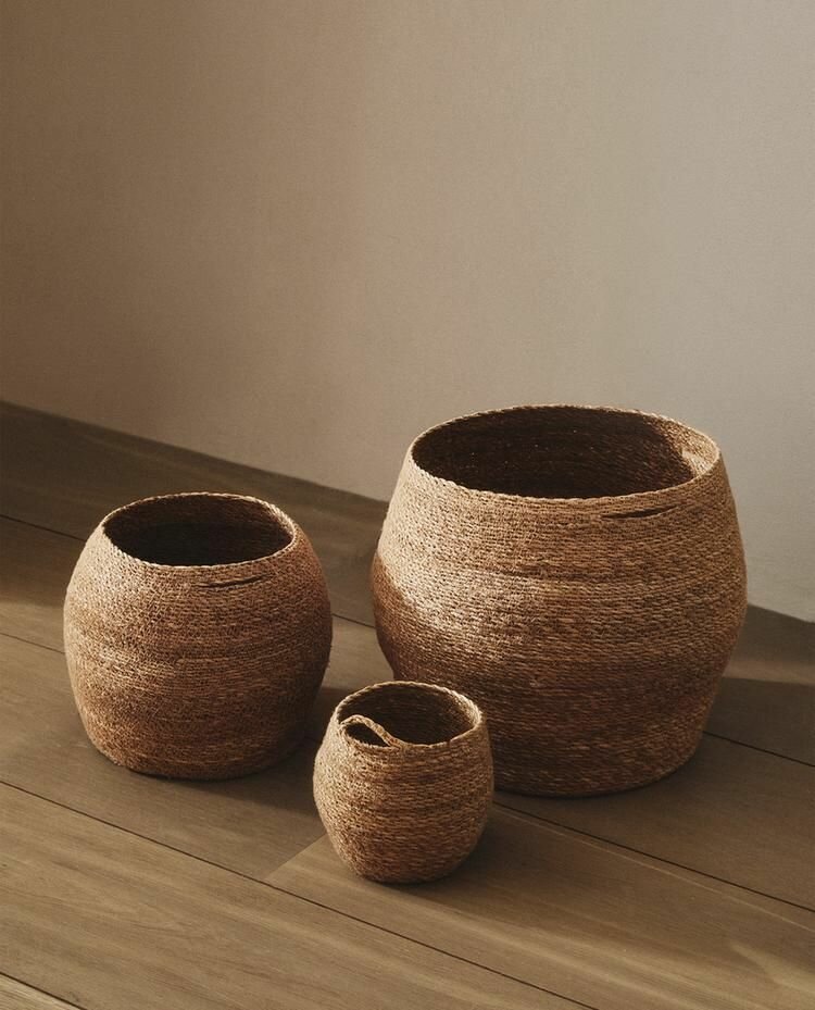 Zara Home Корзина для хранения из морских водорослей с круглым основанием 32х35х38 см 8340/049-2