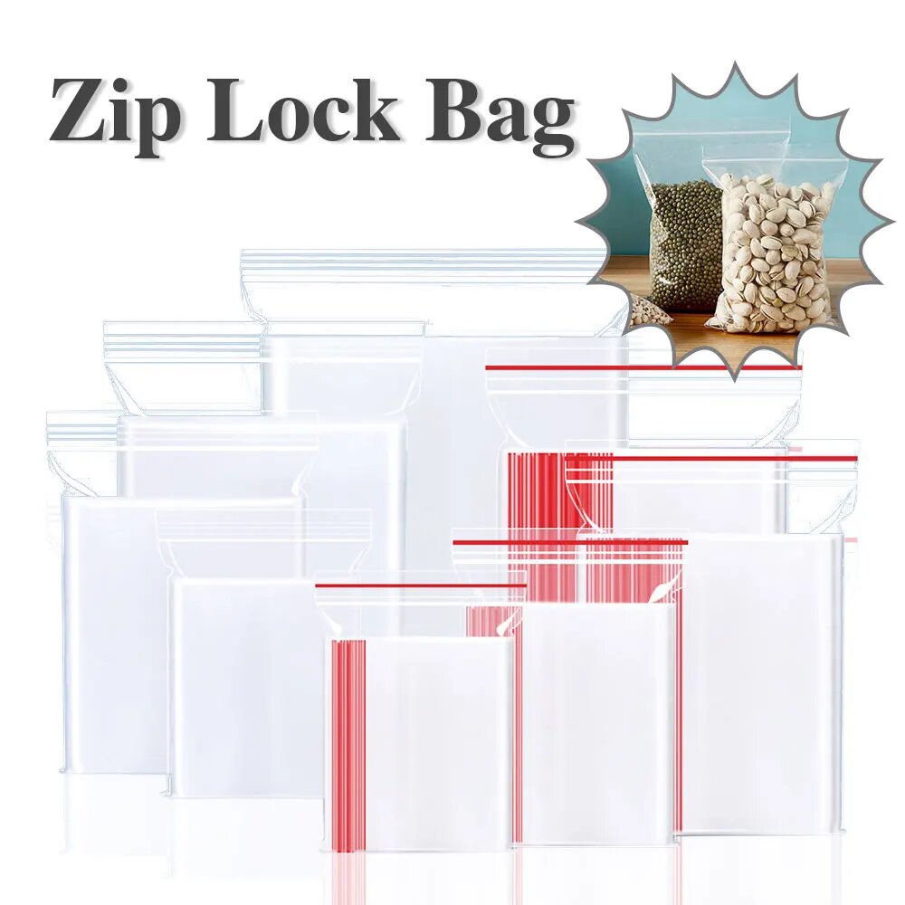 Пластиковые пакеты с замком-молнией для хранения 0.12mm-Thickness, 9x13cm-100PCS