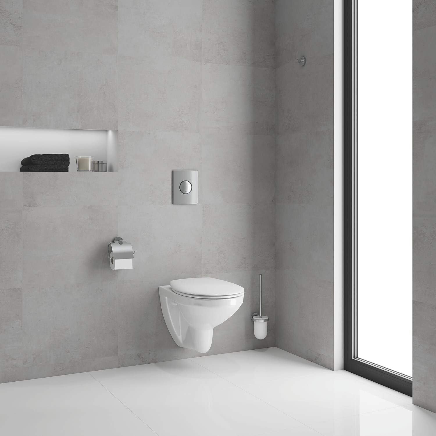 Набор аксессуаров Grohe Essentials Basic 40407001: держатель для бумаги с крышкой, ершик для унитаза и крючок — фото 1