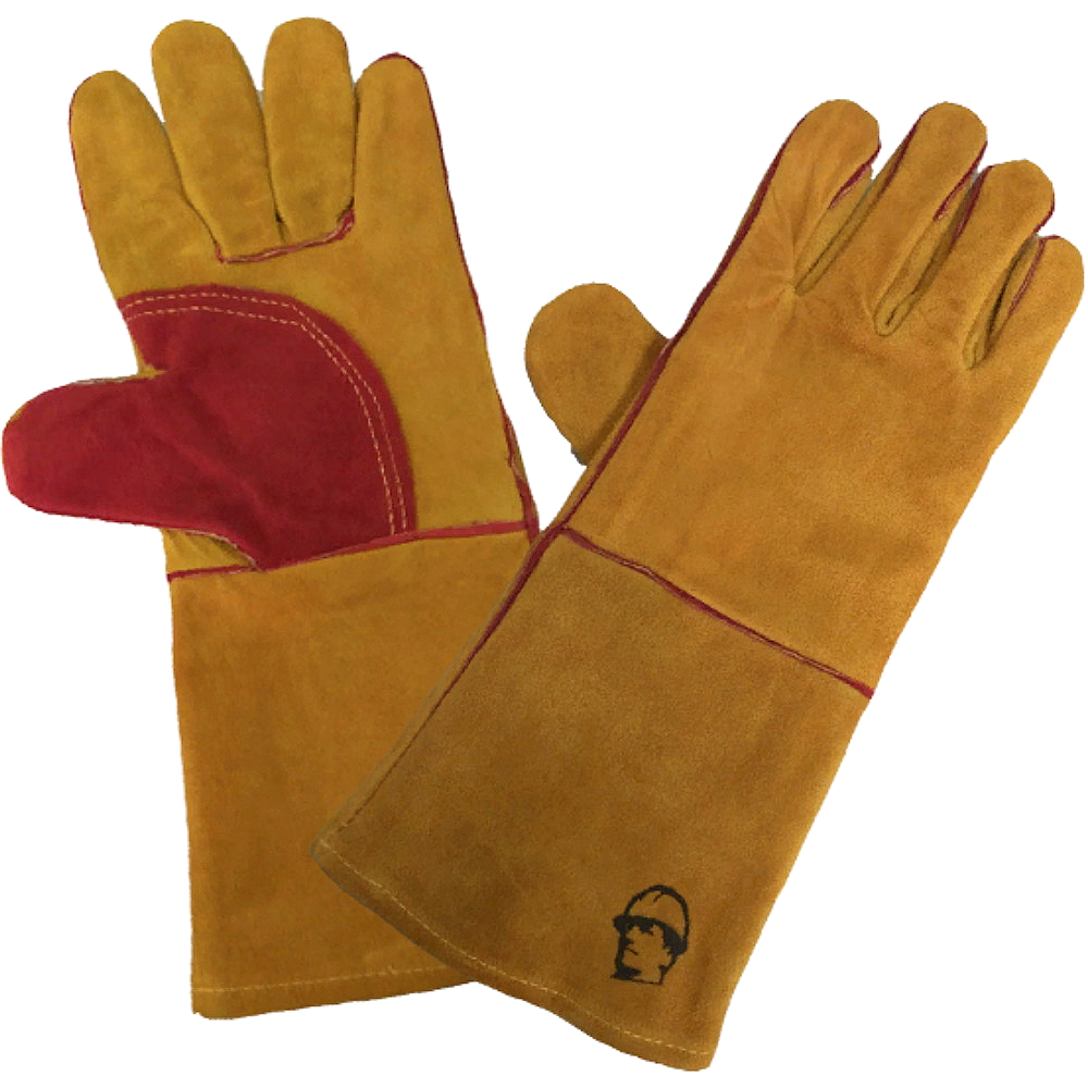 Краги сварщика особо прочные огнеупорные, с подкладкой, из флиса и спилка, желто-красные, размер 10.5 / строительство и ремонт