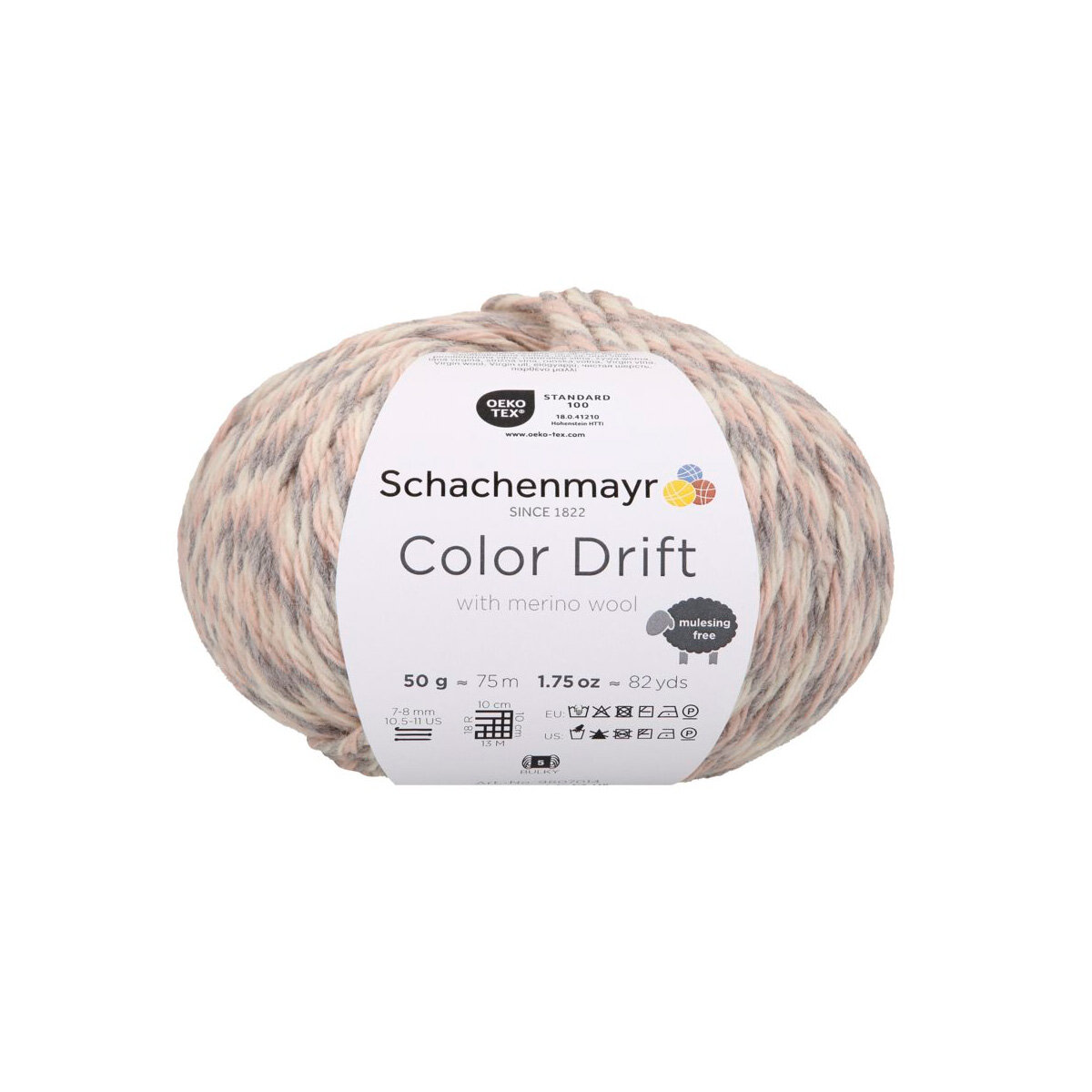 Color Drift /Колор Дрифт/ пряжа Schachenmayr, MEZ, 9807014 (00080, driftwood color (цвет пиловочника), бежевый/белый/серый, New!)