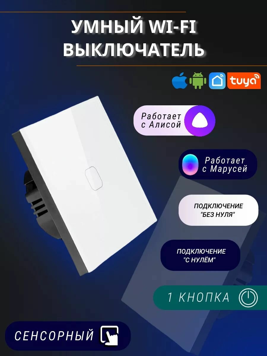 Сенсорный электронный двухклавишный wifi выключатель tuya