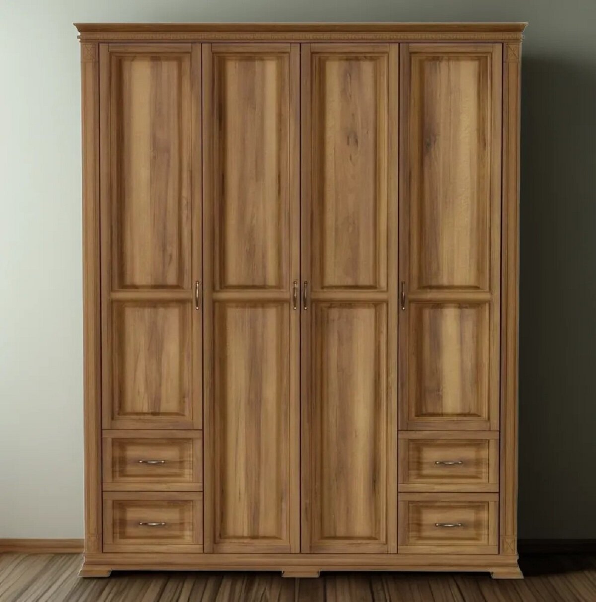 Шкаф распашной четырехдверный из сосны ммк-древ Верди 115, 180x60x220 клас. орех 2