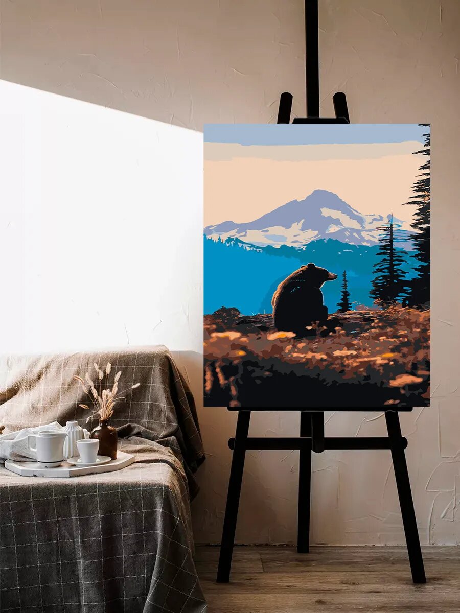 Картина по номерам Утро в сосновом лесу Медведь Животное