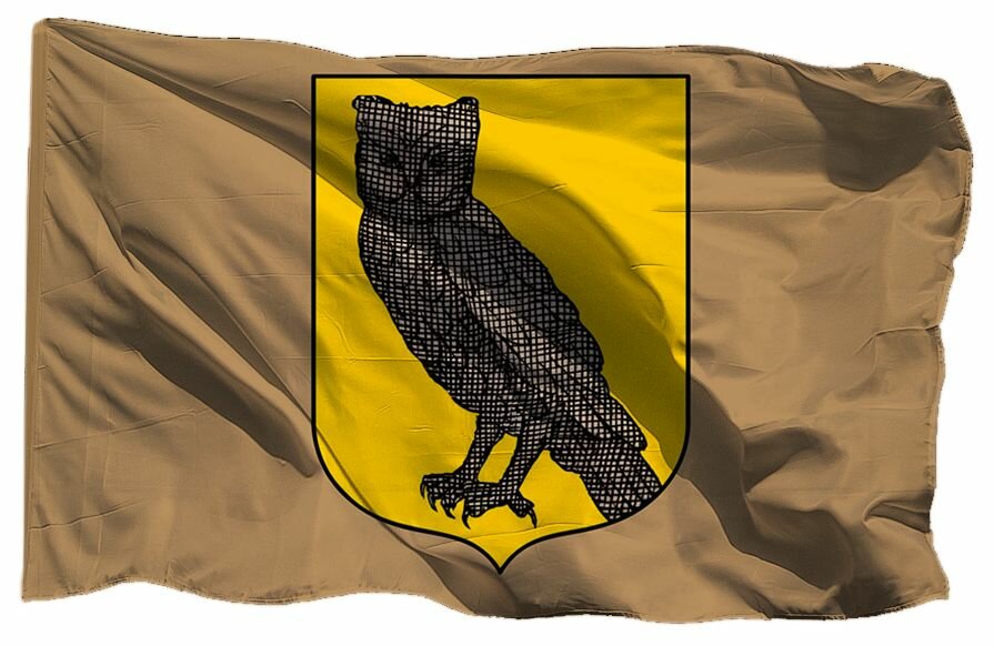 Флаг Тартарии с совой на щите, 70х105 см на шёлке для ручного древка