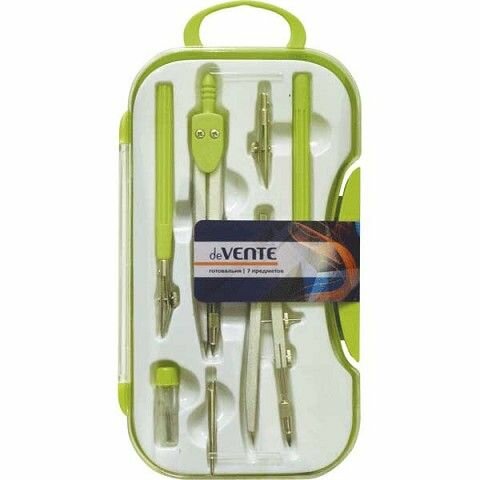 Готовальня deVENTE 7 предметов, зеленая, цветов корпус (5093601)