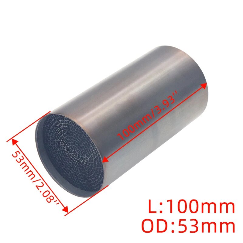 Универсальный выхлопной катализатор OD:35/42/48/53 мм L: 100 мм, передняя средняя труба мотоцикла, катализатор, глушитель, глушитель, шум OD53x L100mm