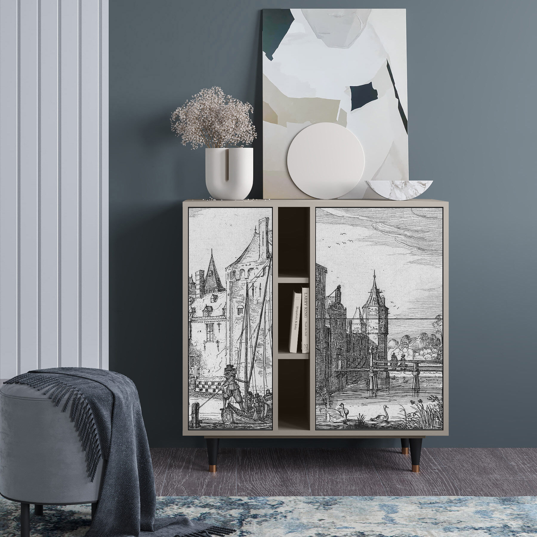 Комод - STORYZ - BS5 Castle with Lift Bridge by Pieter Breugel , Размер - 94 x 96 x 41 см, Цвет корпуса - , Сатин