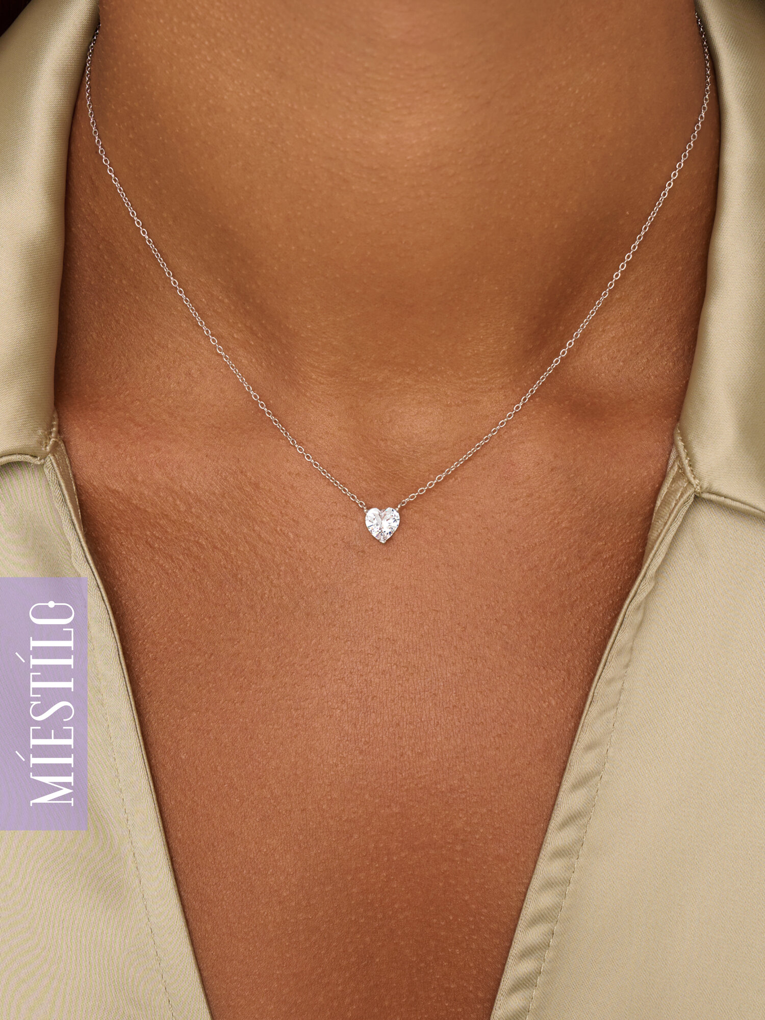 Колье MIESTILO, серебро, 925 проба, родирование, фианит