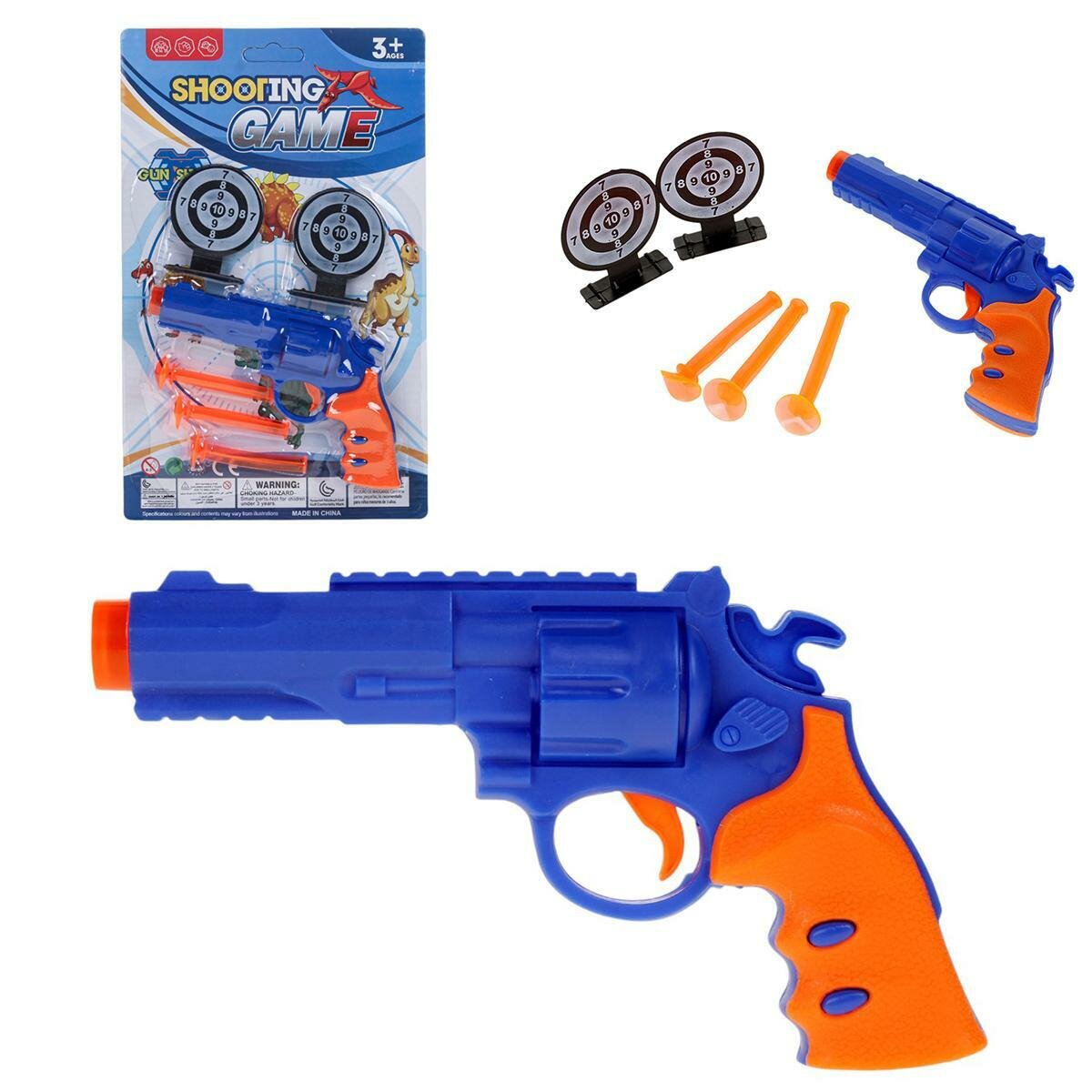Набор оружия спецслужб, револьвер с мишенями, 3 снаряда, пластик, 26,5х16,5см