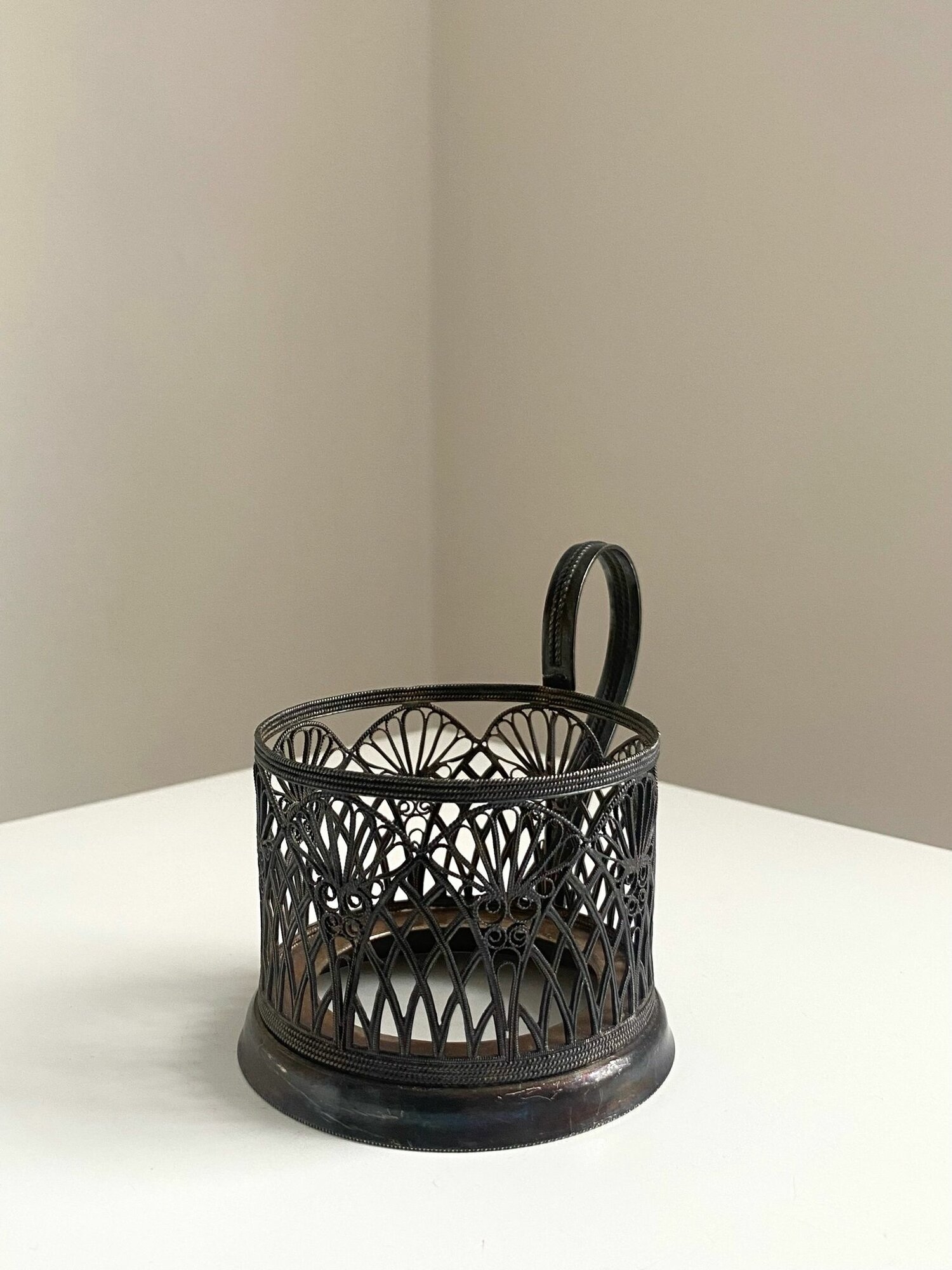 Подстаканник скань "Узоры" Мельхиор с серебрением! СССР! Состояние! 1976 год! Красносельская ювелирная фабрика.