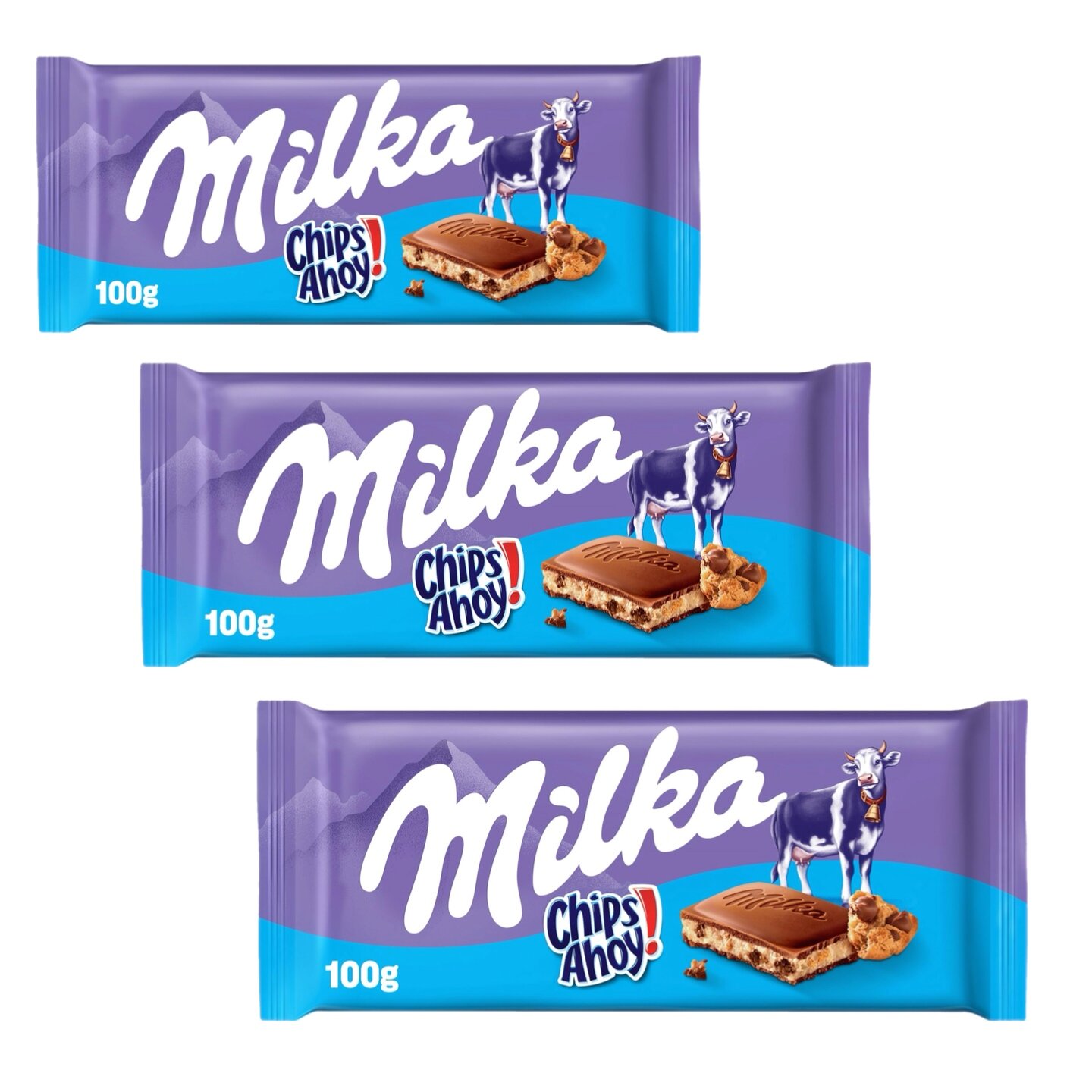 Шоколадная плитка Milka Chips Ahoy/ с печеньем, 3шт х 100г (Германия)