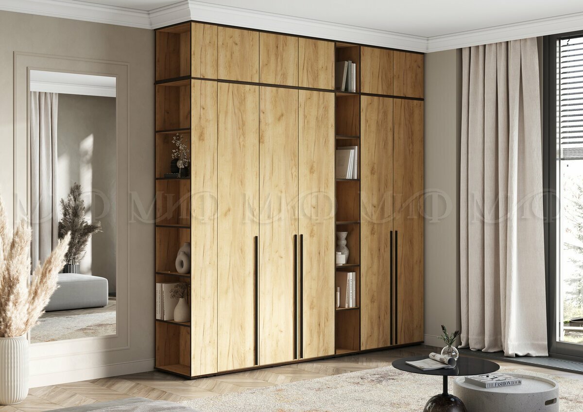 Шкаф с антресолью Миф Норд размер 2538х510х2654мм цвет Дуб крафт