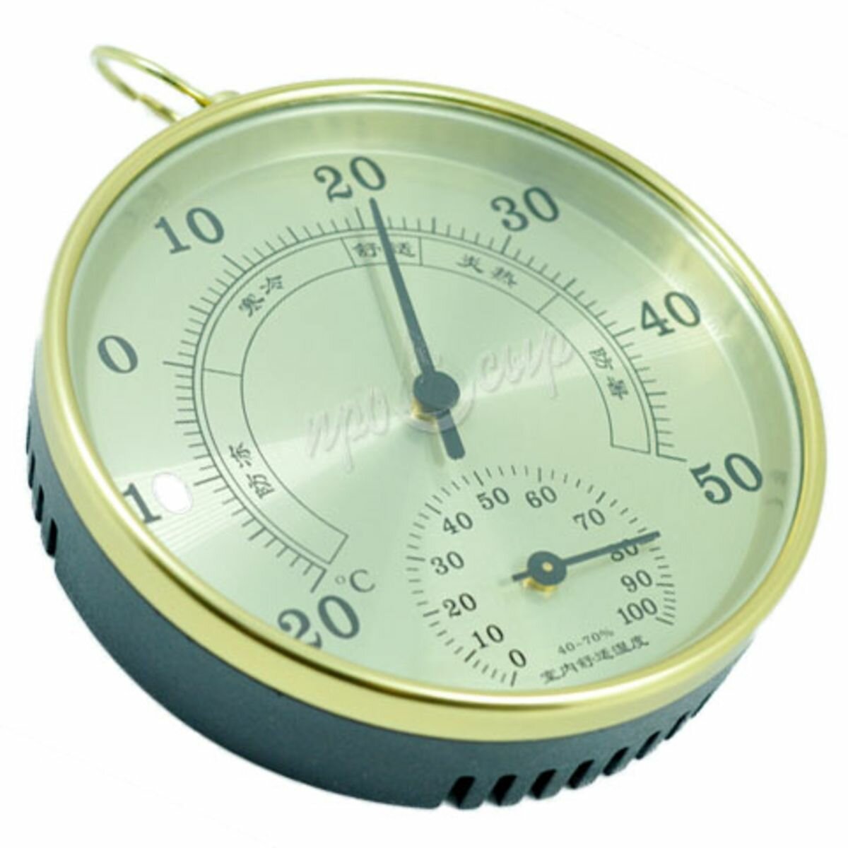 Термометр-гигрометр (пластик, металл) с большим циферблатом 9,5 см, Китай