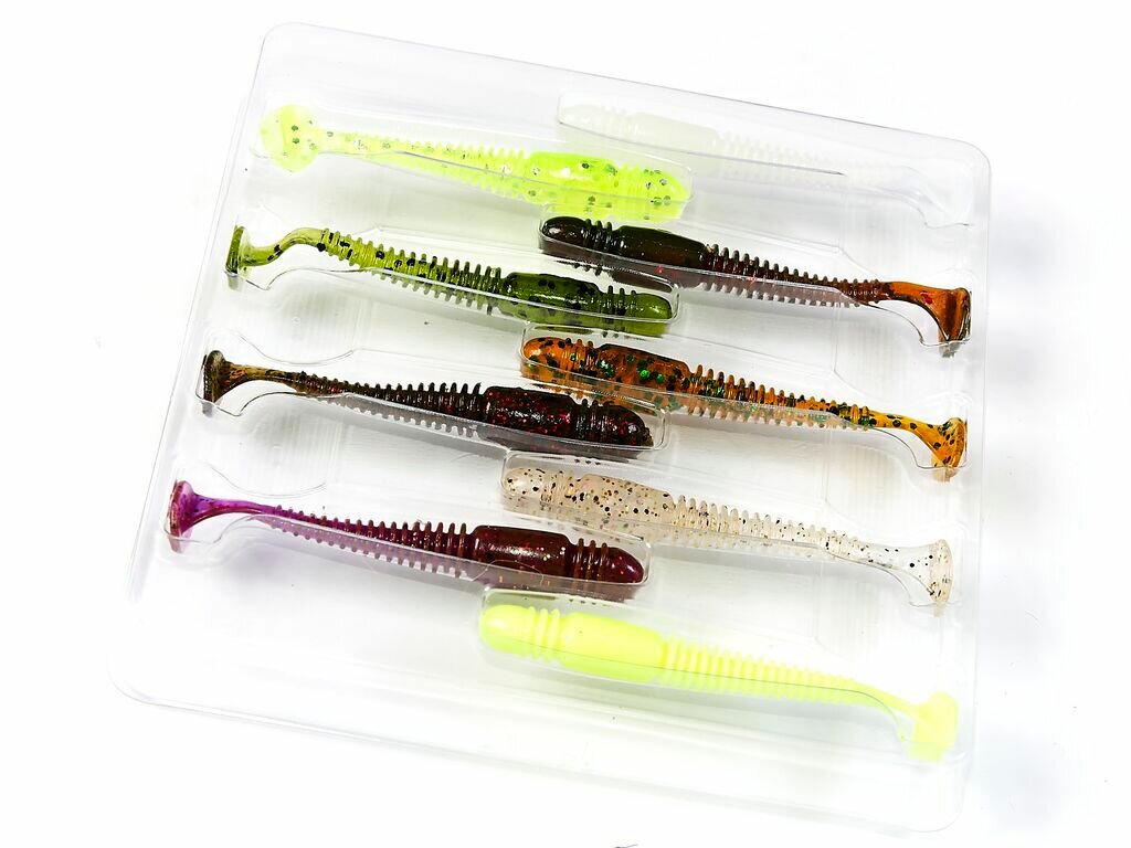 Приманки рыболовные силиконовые виброхвосты съедобные lucky john Pro Series TIOGA 2.4in (06.20)/MIX1 9шт. набор снастей для зимней и летней рыбалки резиновые рыбки, искусственные наживки
