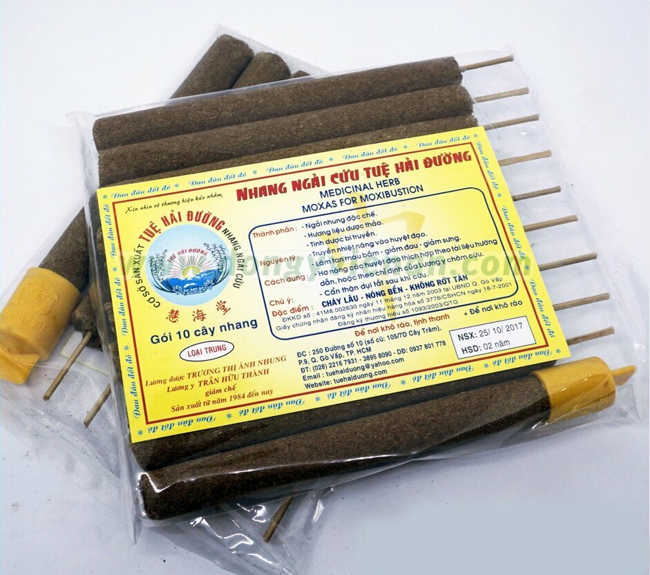 Полынные сигары для прижигания и моксотерапии Nhang Ngai Cuu Tue Hai Duong, 10 шт.