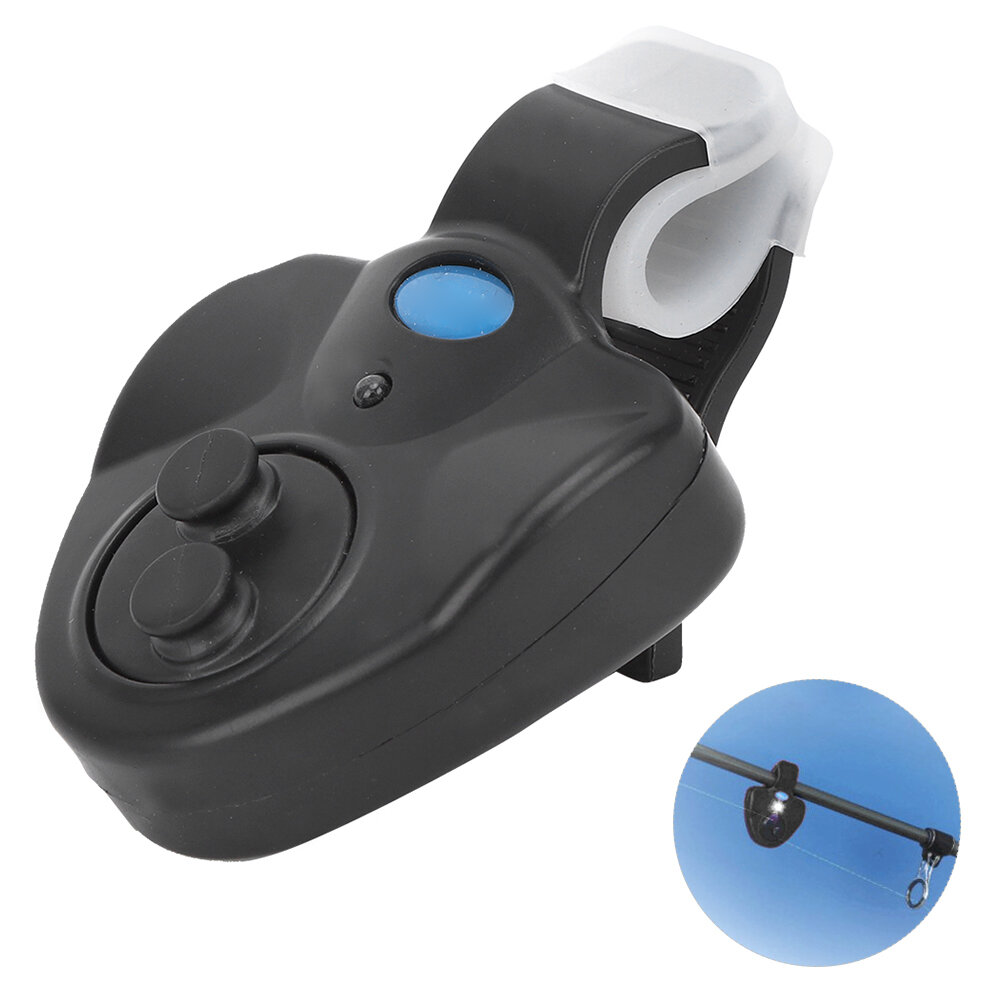 Электронный сигнализатор поклевки со светодиодом и звуком для ночной рыбалки, клипса на удочку, черн