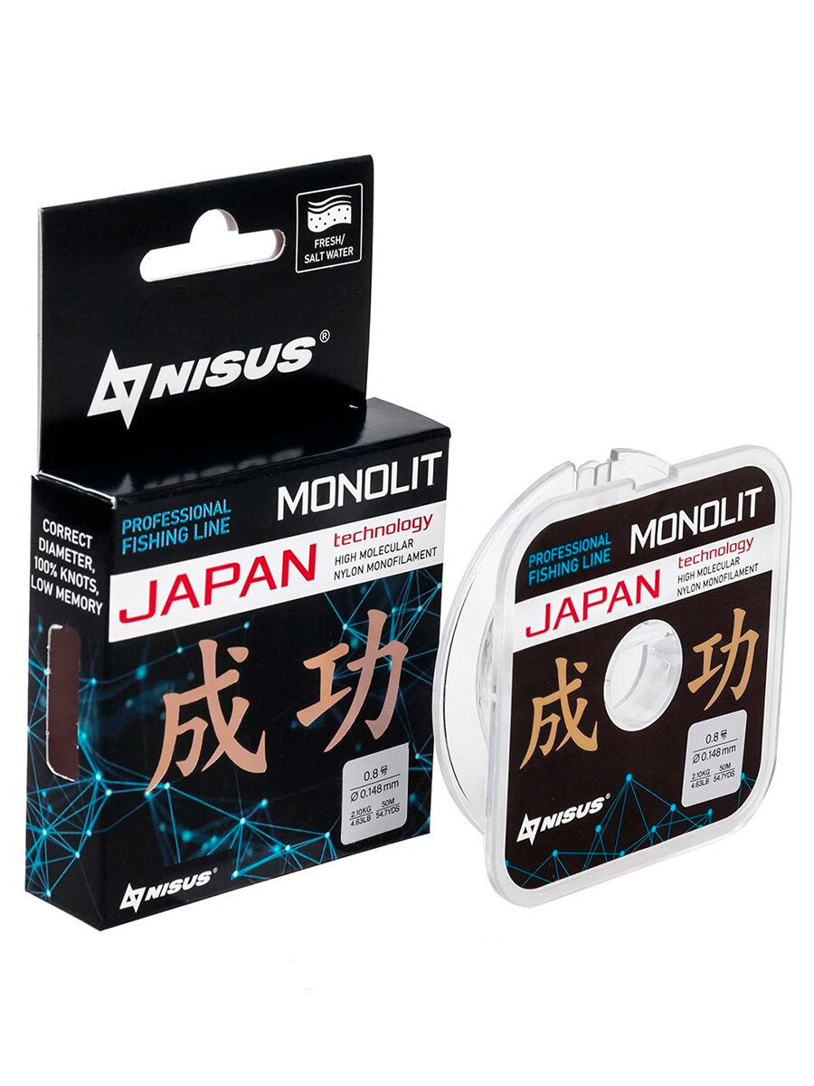 Леска для рыбалки Nisus MONOLIT Nylon Transparent 0,148mm/50m (N-MO-0.148-50)