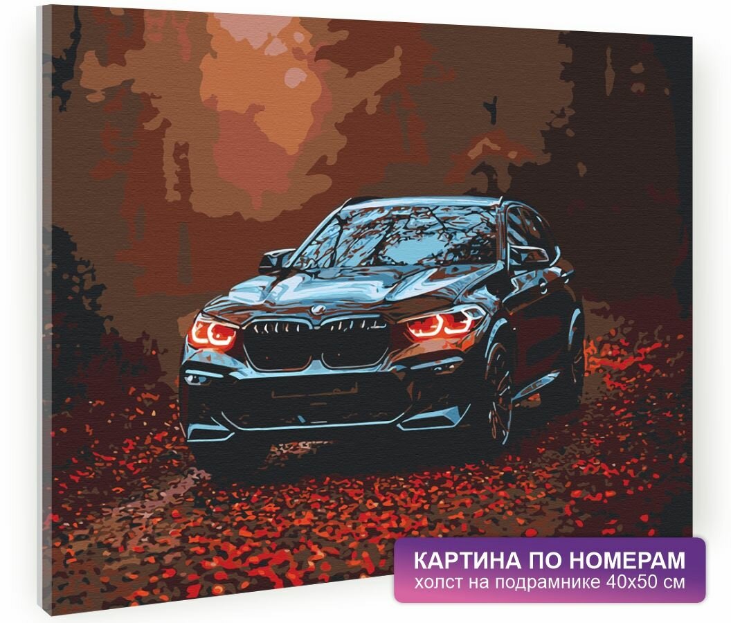 Картина по номерам на холсте с подрамником 40х50 см. Автомобиль, машина. "БМВ BMW X5", арт. 5637/