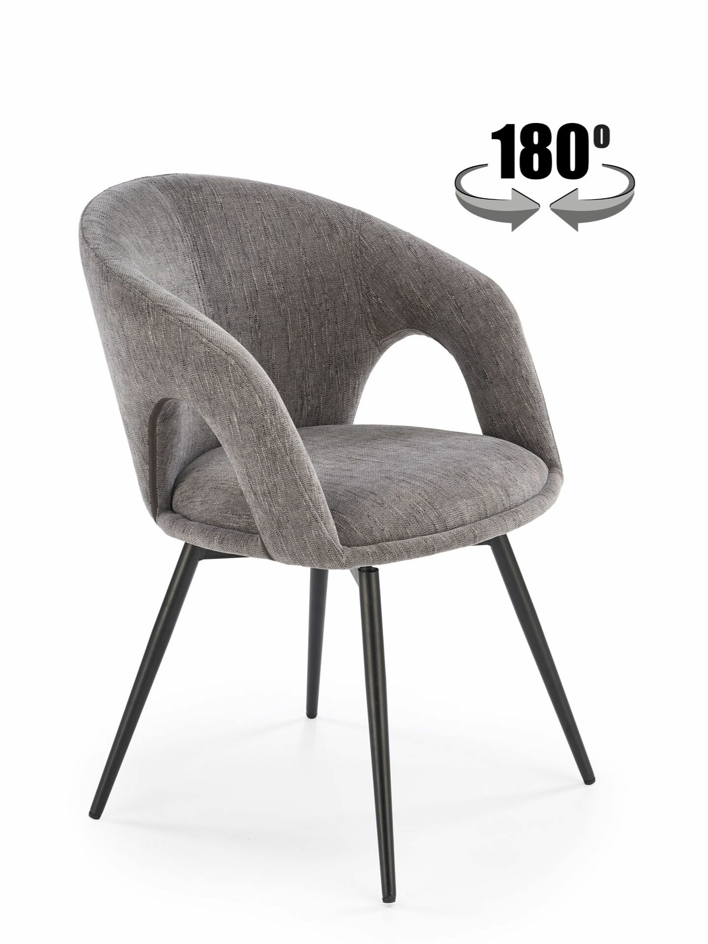 Стул кухонный поворотный с механизмом на 180 HALMAR K550 ткань ODIN #15 серый, мягкое кресло для столовой и офиса