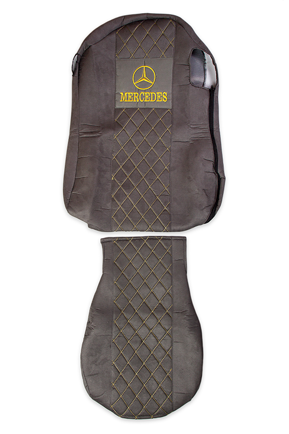 Чехол сиденья Mercedes Actros 2017г (2 высоких сиденья, 2 ремня) Серый стеганый Alicante