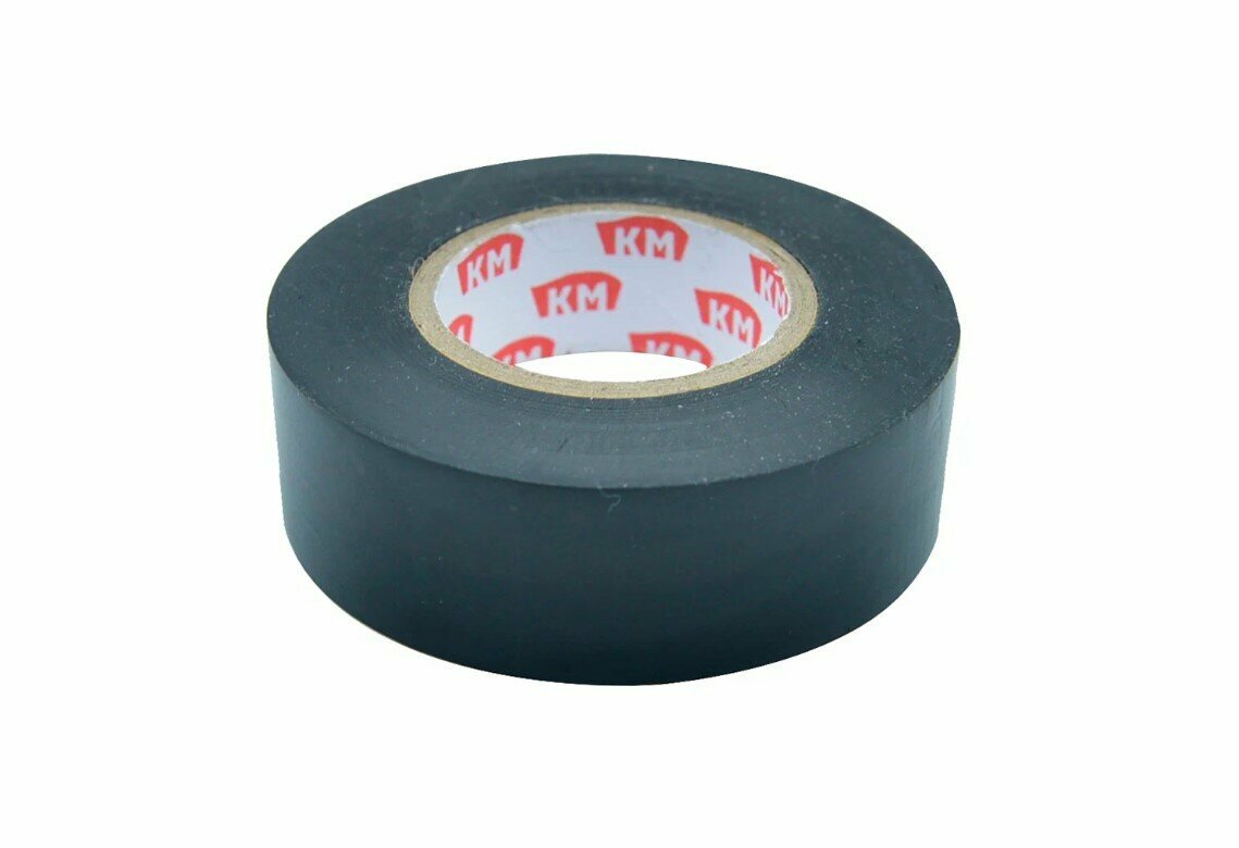 Изолента КМ ПВХ черная, ширина19 мм, длина 20 м, односторонняя