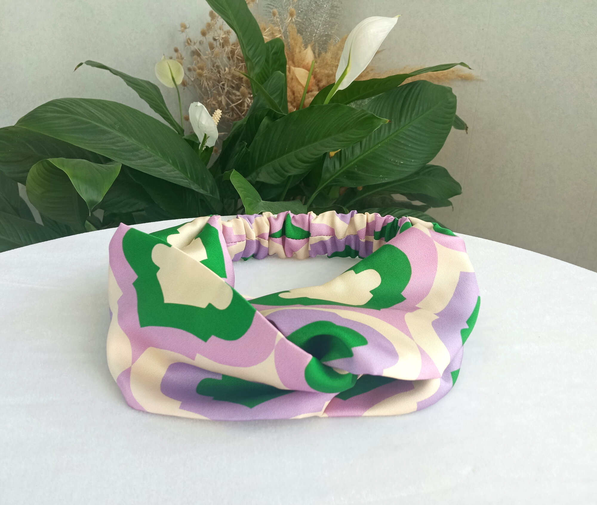 Повязка Decarre "Летняя геометрия" из итальянской вискозы с геометрическим принтом