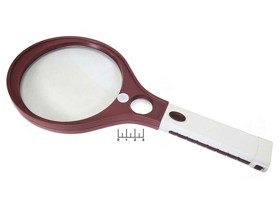 Лупа с подсветкой 4LED 3*/10* 138мм/30мм + ультрафиолет MG-80138