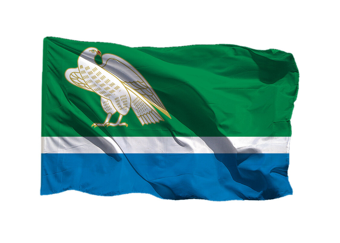 Флаг Мелеузского района Мелеуза на шёлке, 70х105 см для ручного древка