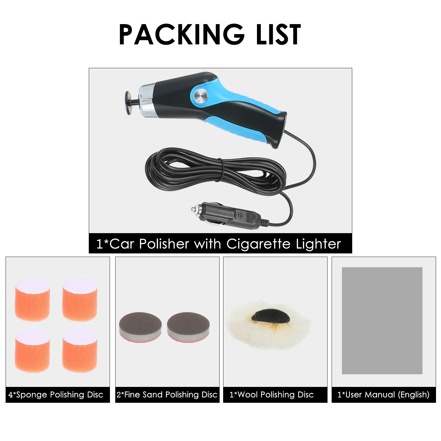 Мини-полировальная машина 60Вт, прикуриватель, 8500 об/мин, для авто