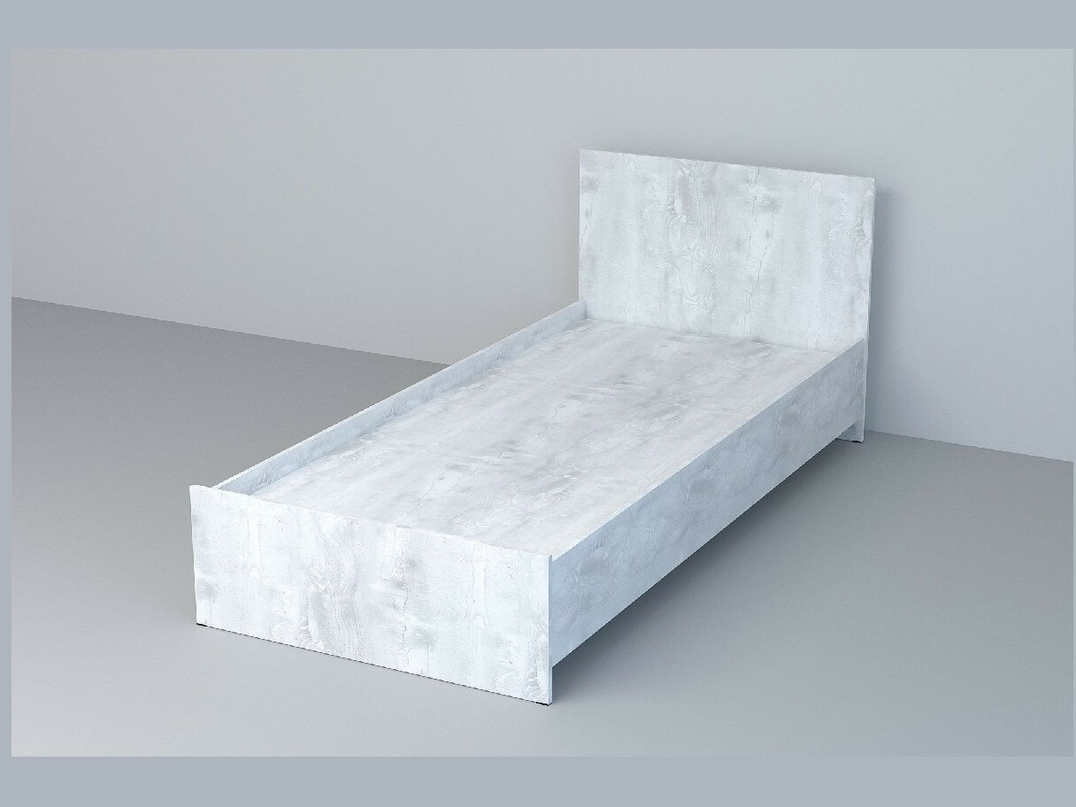 Кровать 900х200 с жестким основанием - настил ЛДСП, Бетон светлый