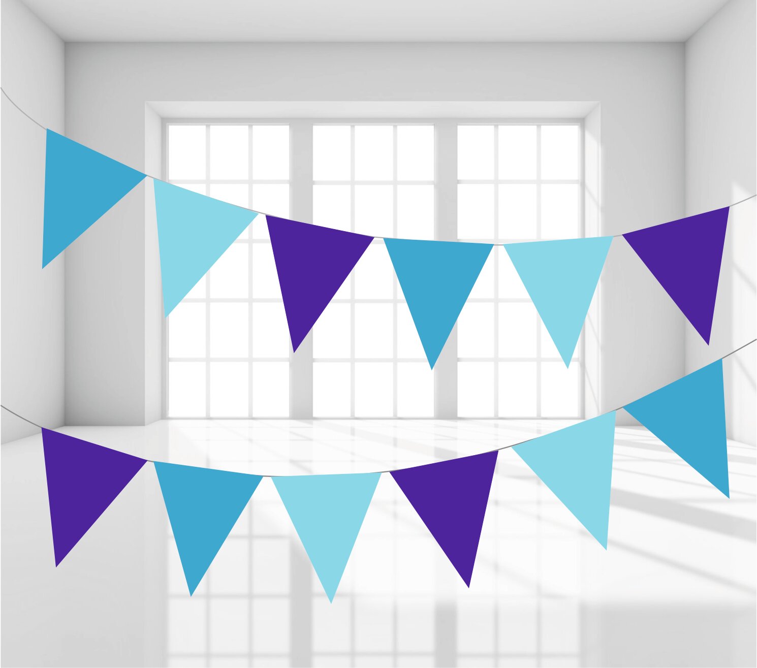 Гирлянда-вымпел "Для мальчиков", голубой, голубой яркий , синими вставками, 14 шт.