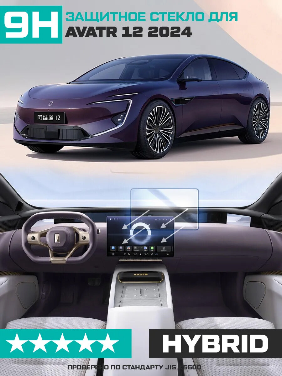 Защитное гибридное стекло Krutoff для экрана мультимедиа Avatr 12 2024
