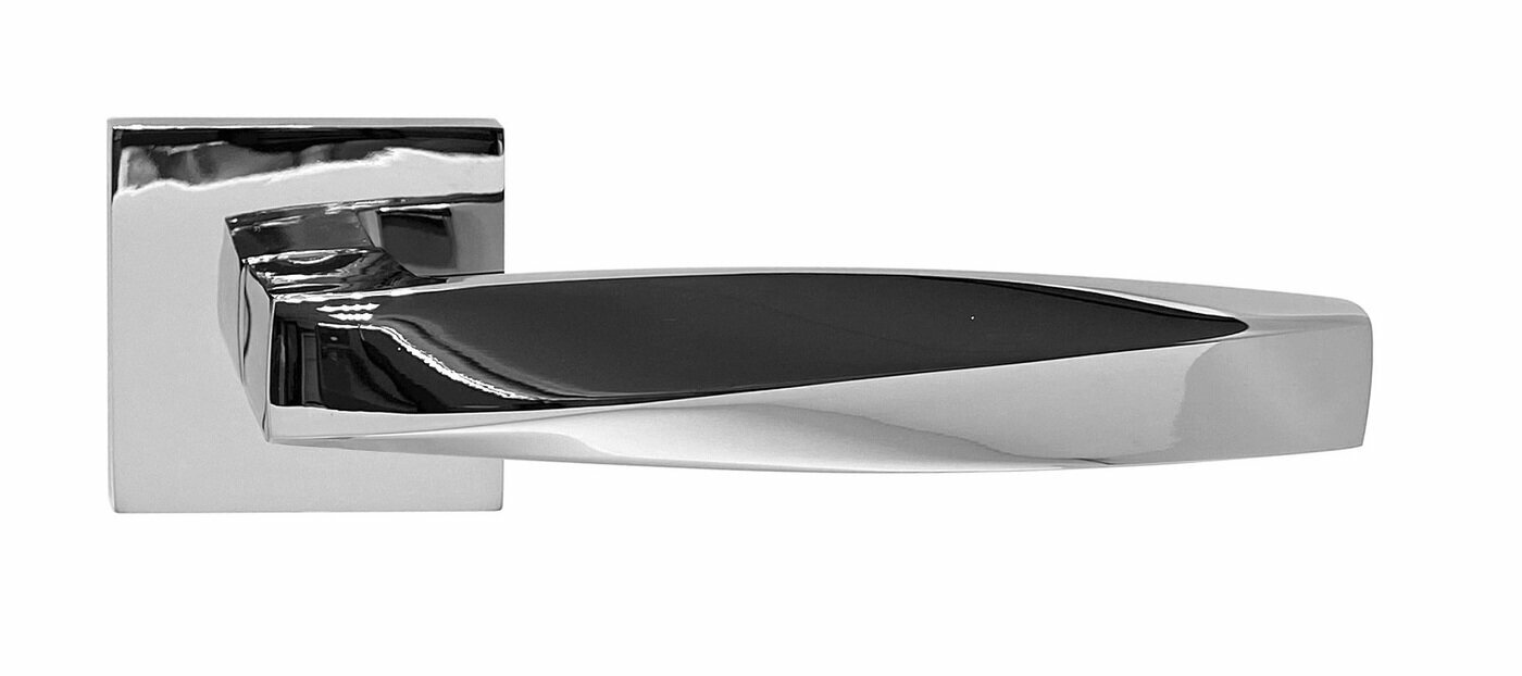 Ручка дверная для межкомнатной или входной двери CRYSTAL хром (квадратная розетка)