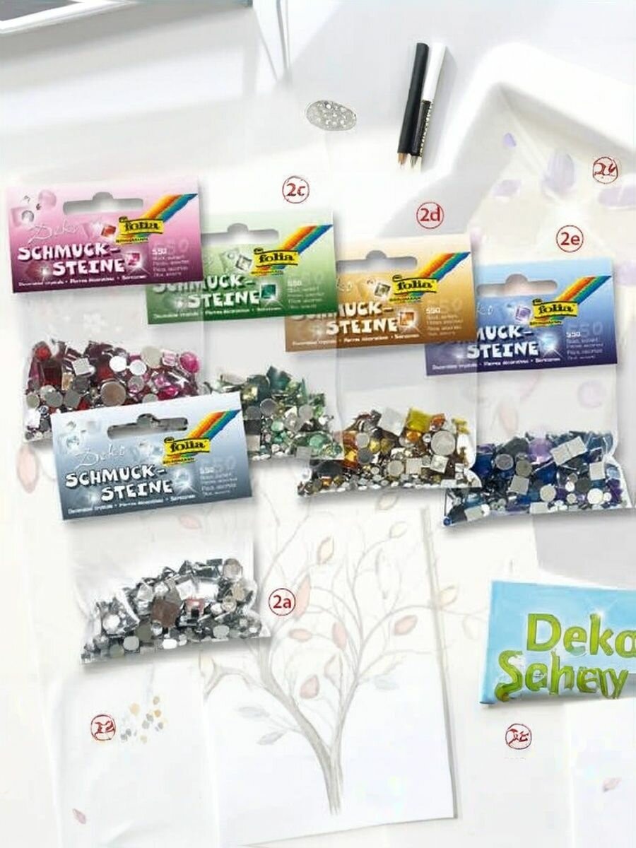 Folia Акриловые декоративные камни Кристалл 550 шт разные размеры