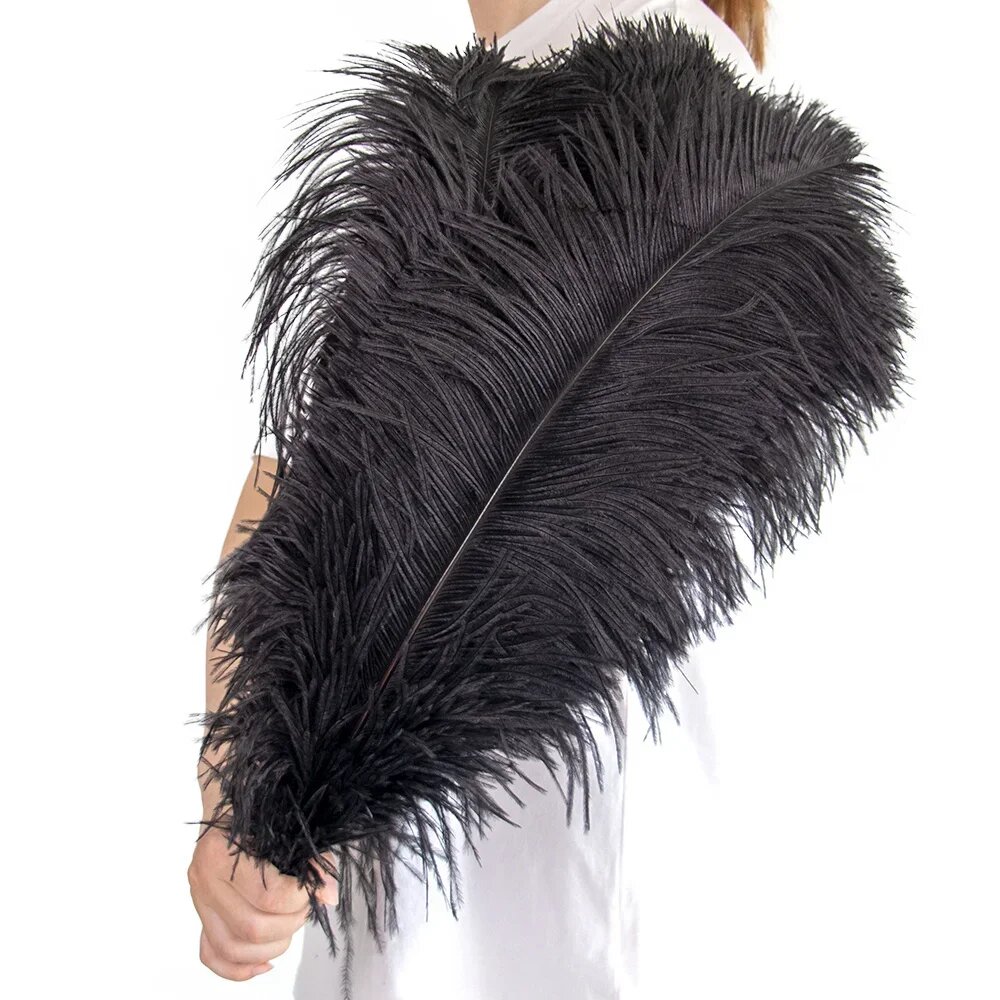 Золотые страусиные перья 15-60 см 25-30CM Fluffy, black