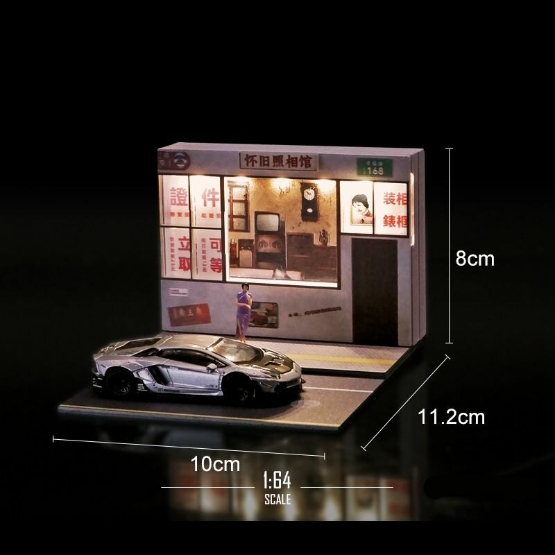 Реальный 1:64 миниатюрный Макдональдс, круглосуточный магазин 711, модель сцены здания супермаркета, уличная сцена на автостоянке