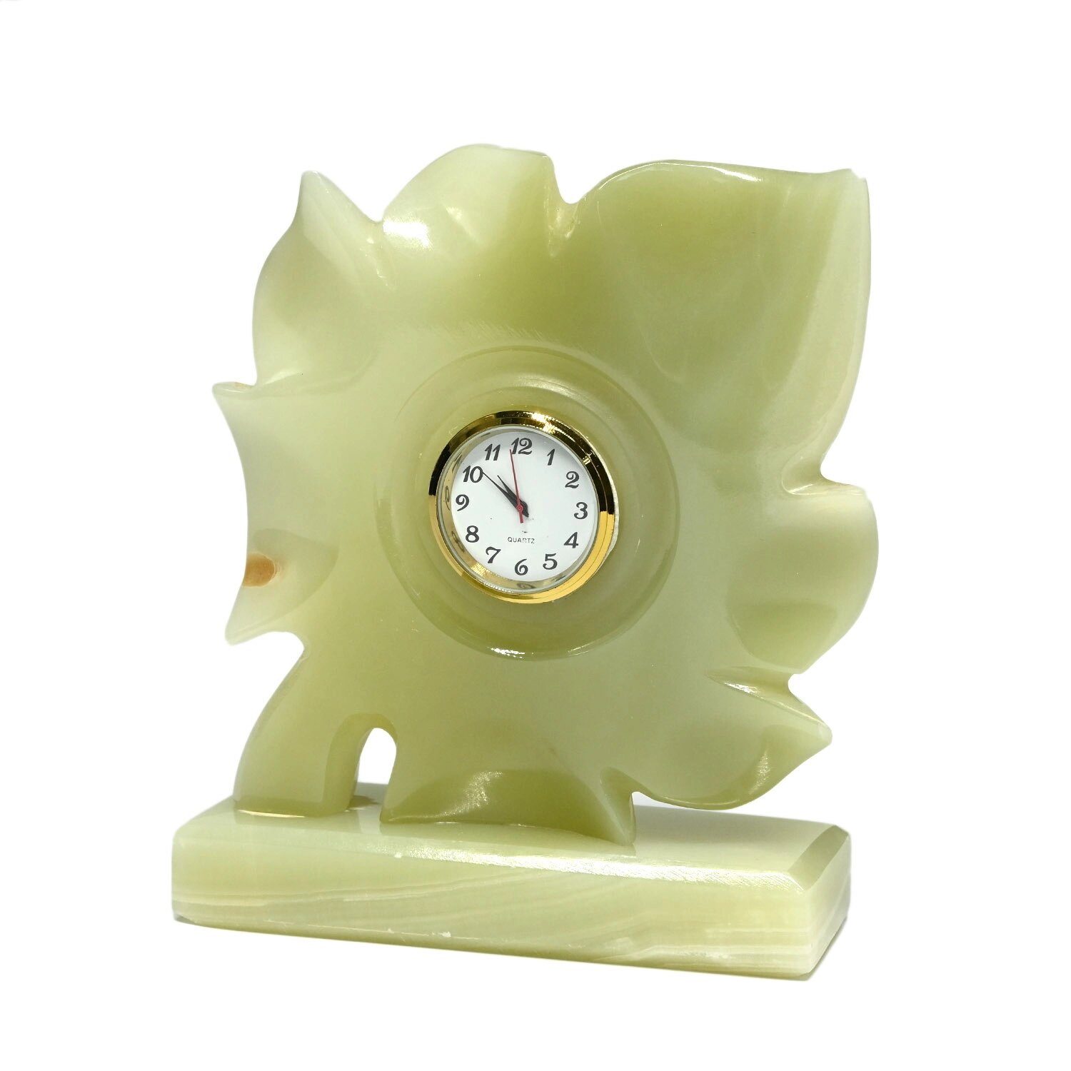 Настольные часы из оникса "Кленовый лист" 120*40*145мм .