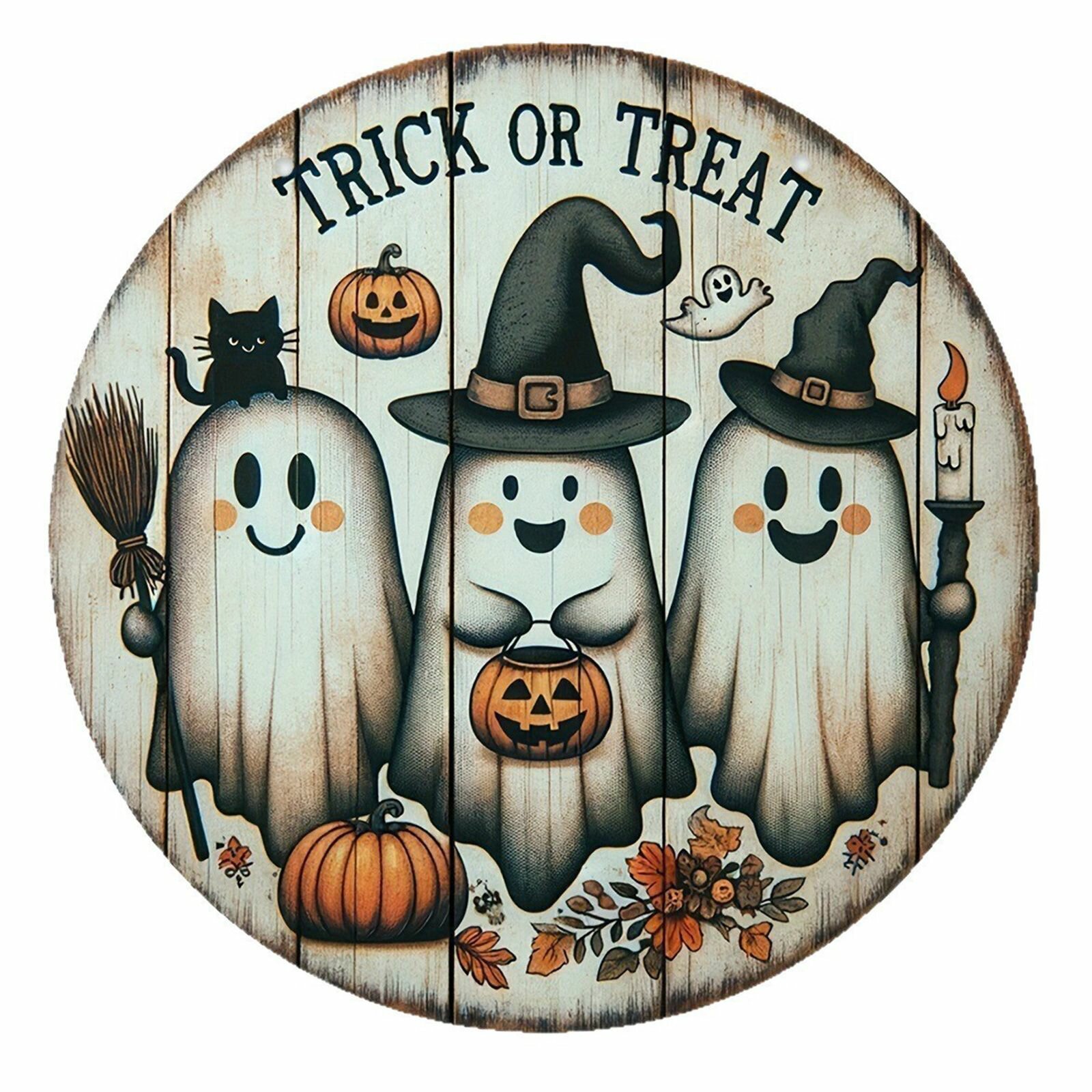 Деревянный венок с подвесной табличкой для украшения двери на Хэллоуин