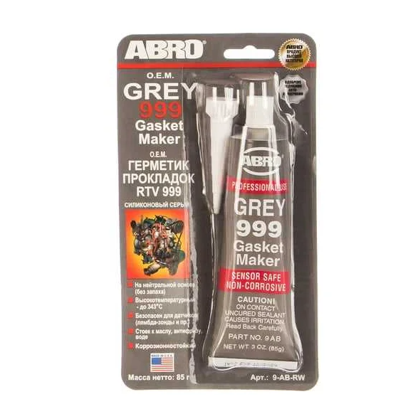 Герметик прокладка серый термостойкий 85г 999 oem (сша) (abro)