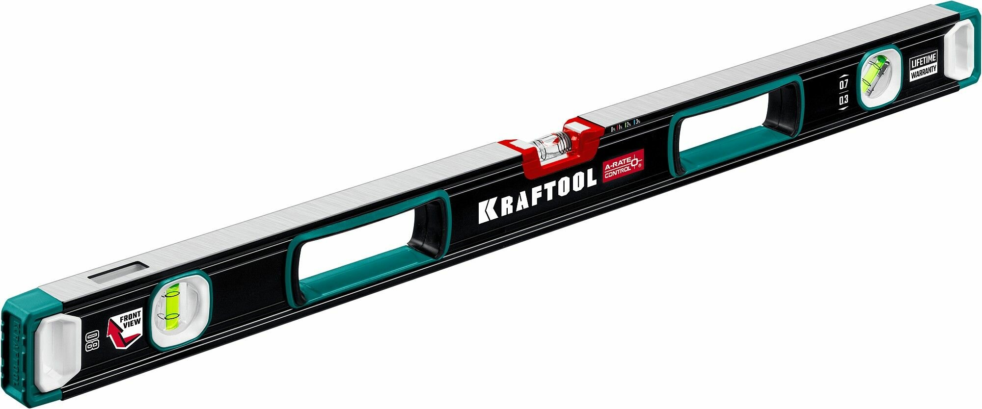 Инновационный уровень KRAFTOOL A-RATE CONTROL, 800 мм, точность 0.3 мм/м, зеркальный глазок, сверхпрочный 34986-80