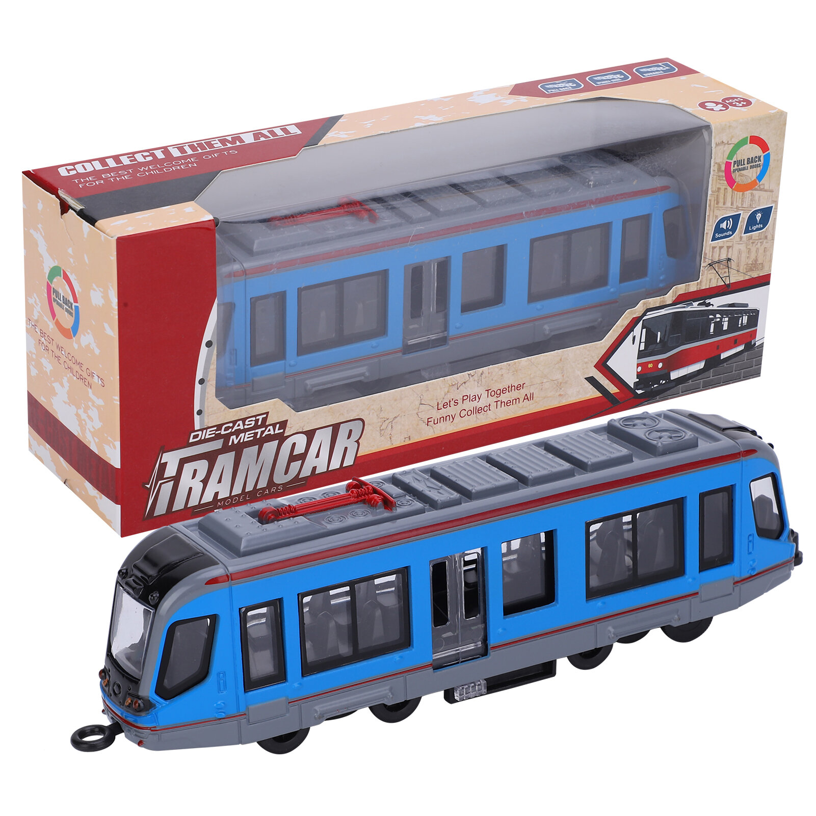 1:90 Детская модель автомобиля из сплава, игрушечная машинка с откатом, светом и звуком, для детей, декор (синяя)