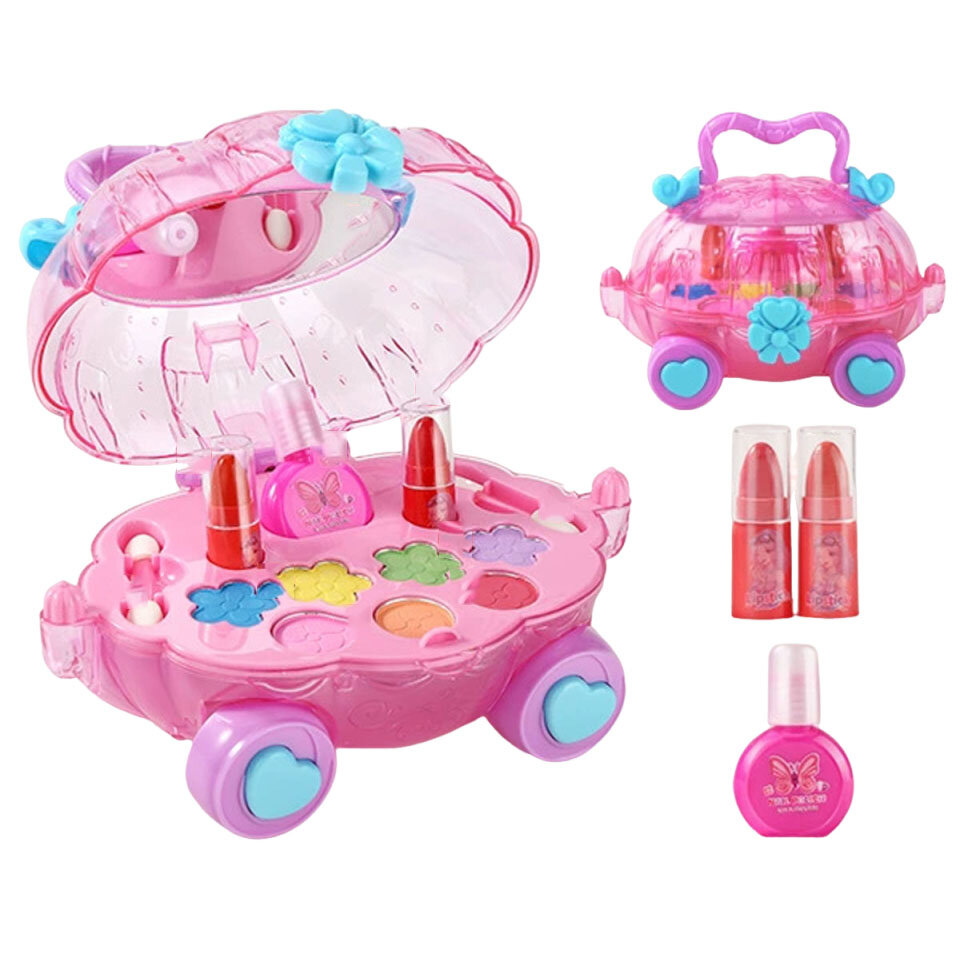 Набор макияжа для девочек - смываемый набор косметики, настоящий косметический игрушечный набор красоты с коробкой, безопасный набор макияжа для детей от 3 до 12 лет, подарок на день рождения.